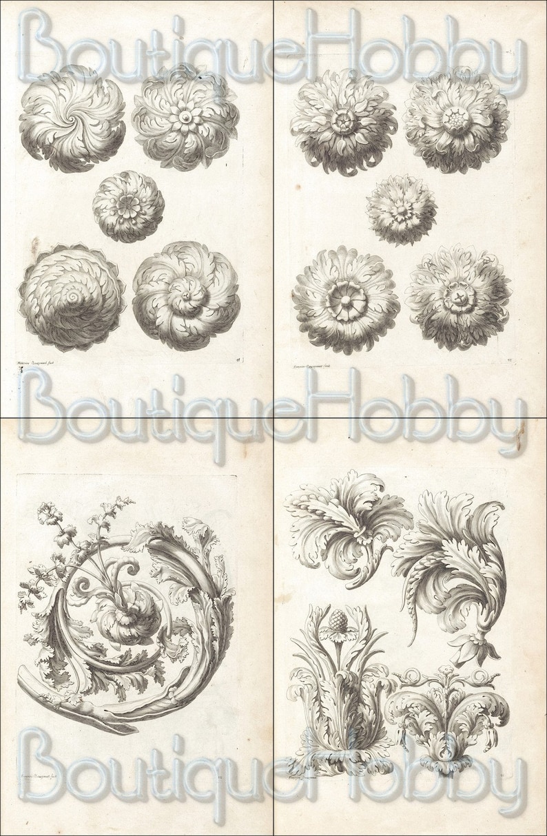 Historical Design Baroque Ornamentsvintage French Ornament - Etsy