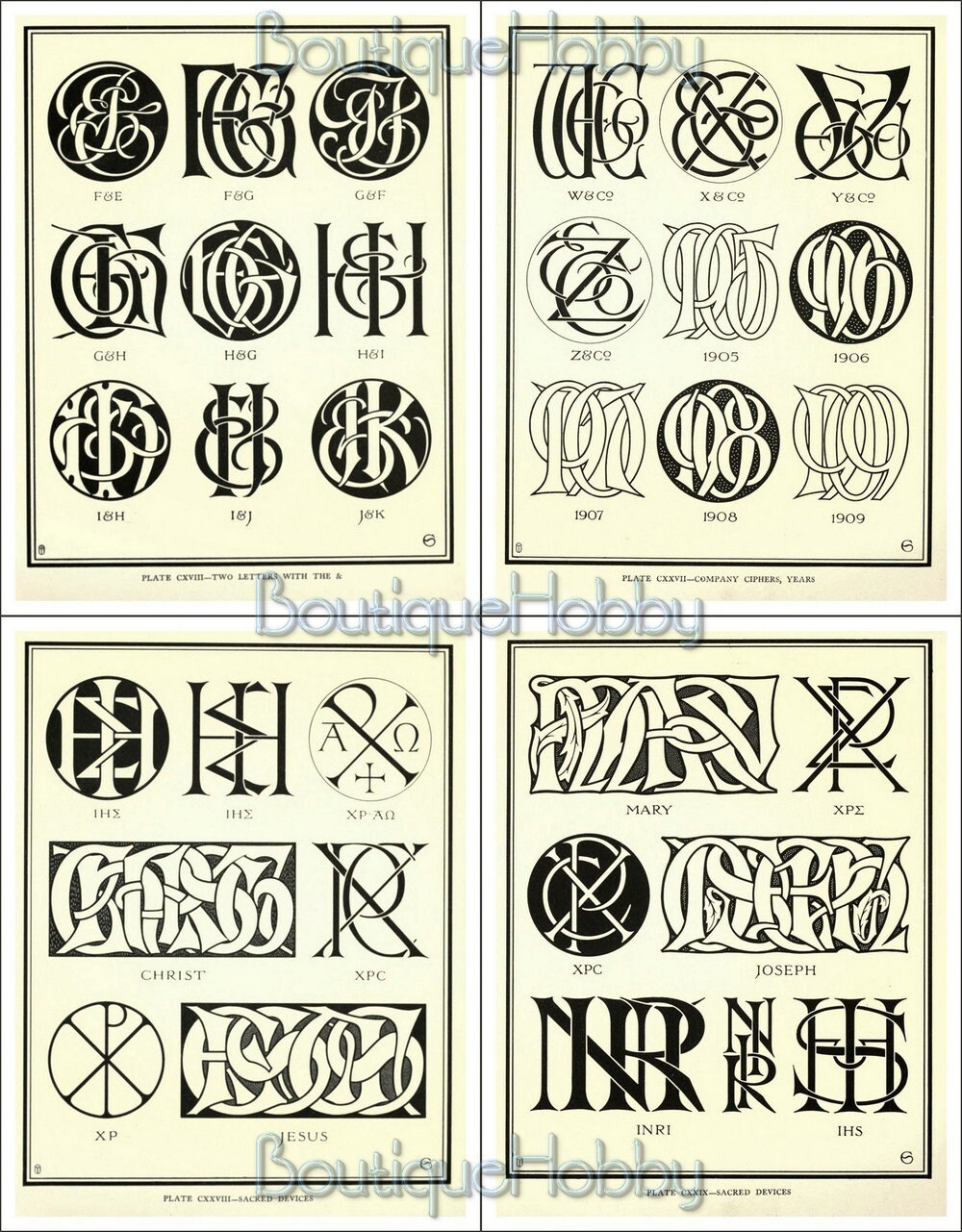 Vintage Monogram Alphabet Fontsvictorian Art Instant Download - Etsy Canada