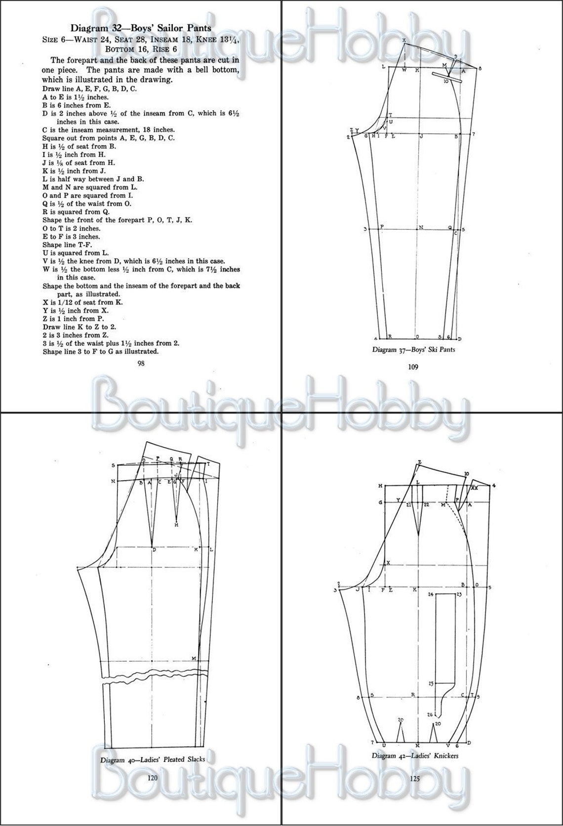 Vintage Pattern Drafting Trousers,mens Sewing Patterns,printable Book ...