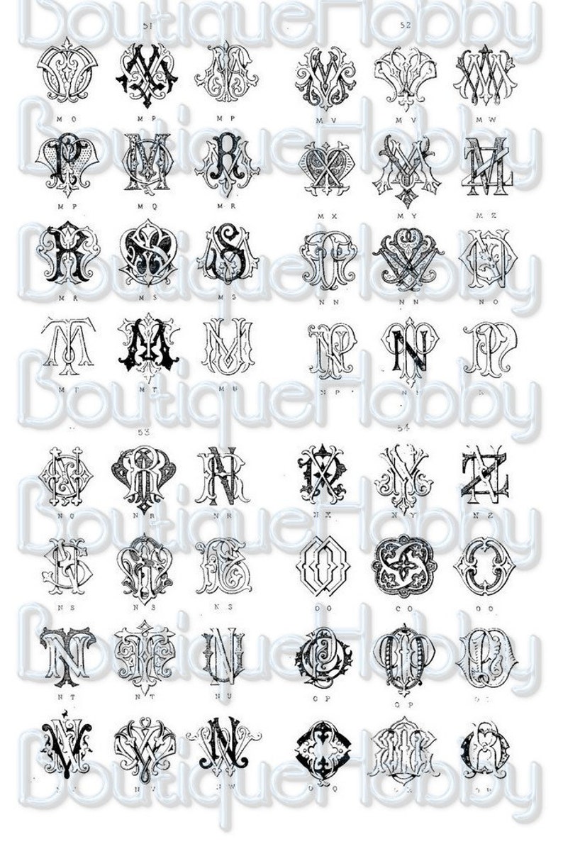 Vintage Monograms,initials,alphabet PDF Instant Download - Etsy
