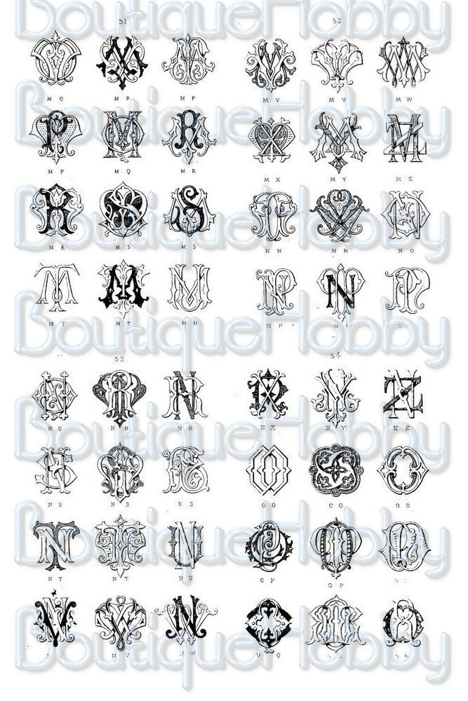 Vintage Monograms,initials,alphabet PDF Instant Download - Etsy