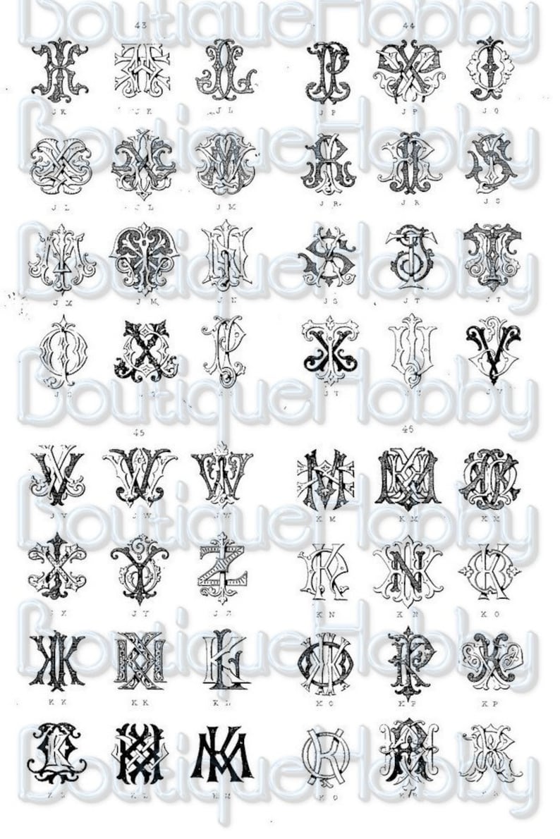 Vintage Monograms,initials,alphabet PDF Instant Download - Etsy