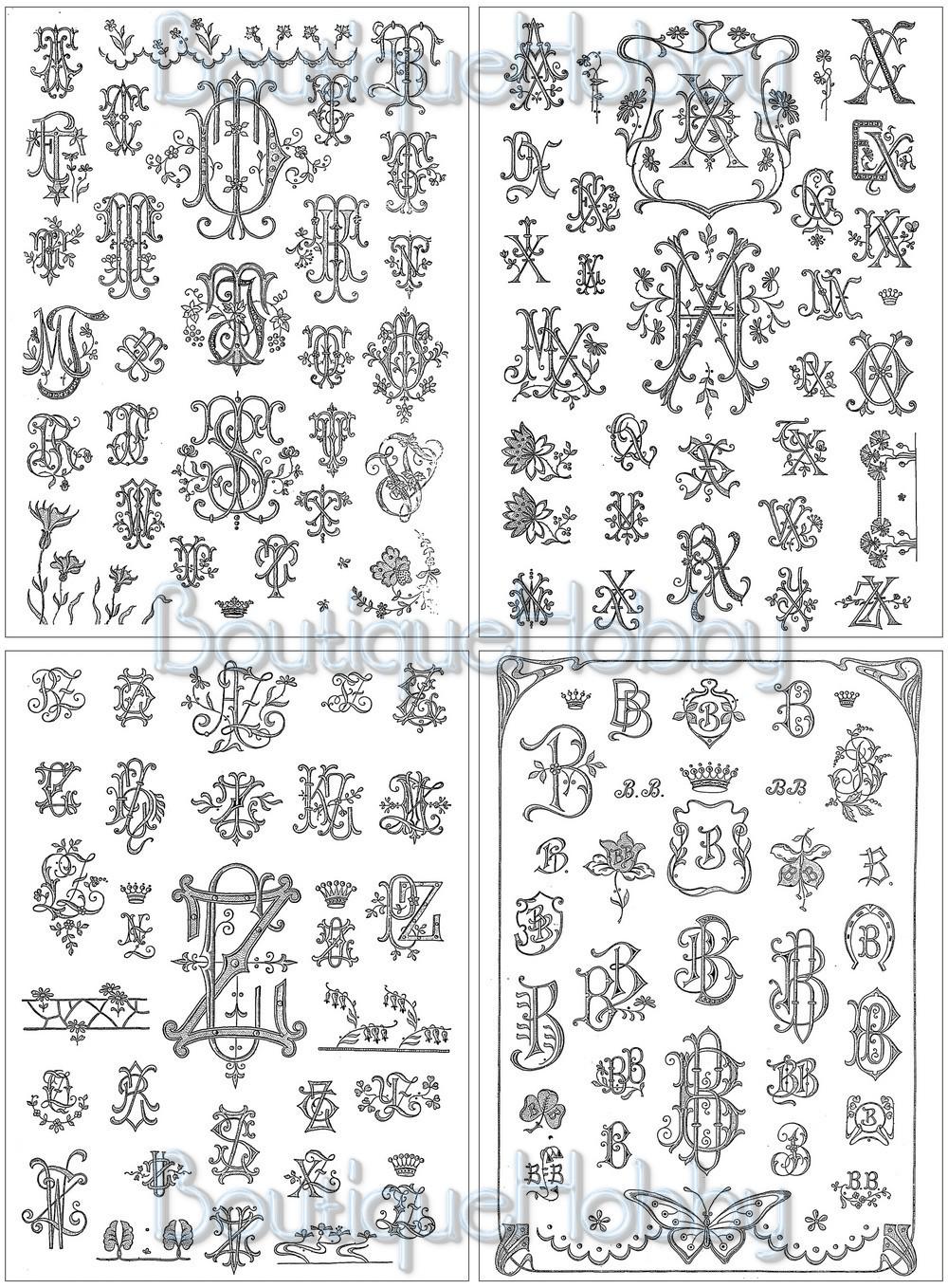 1000 Victorian Vintage Monogram Fonts Hand Embroidery Designs Part 1 - Etsy