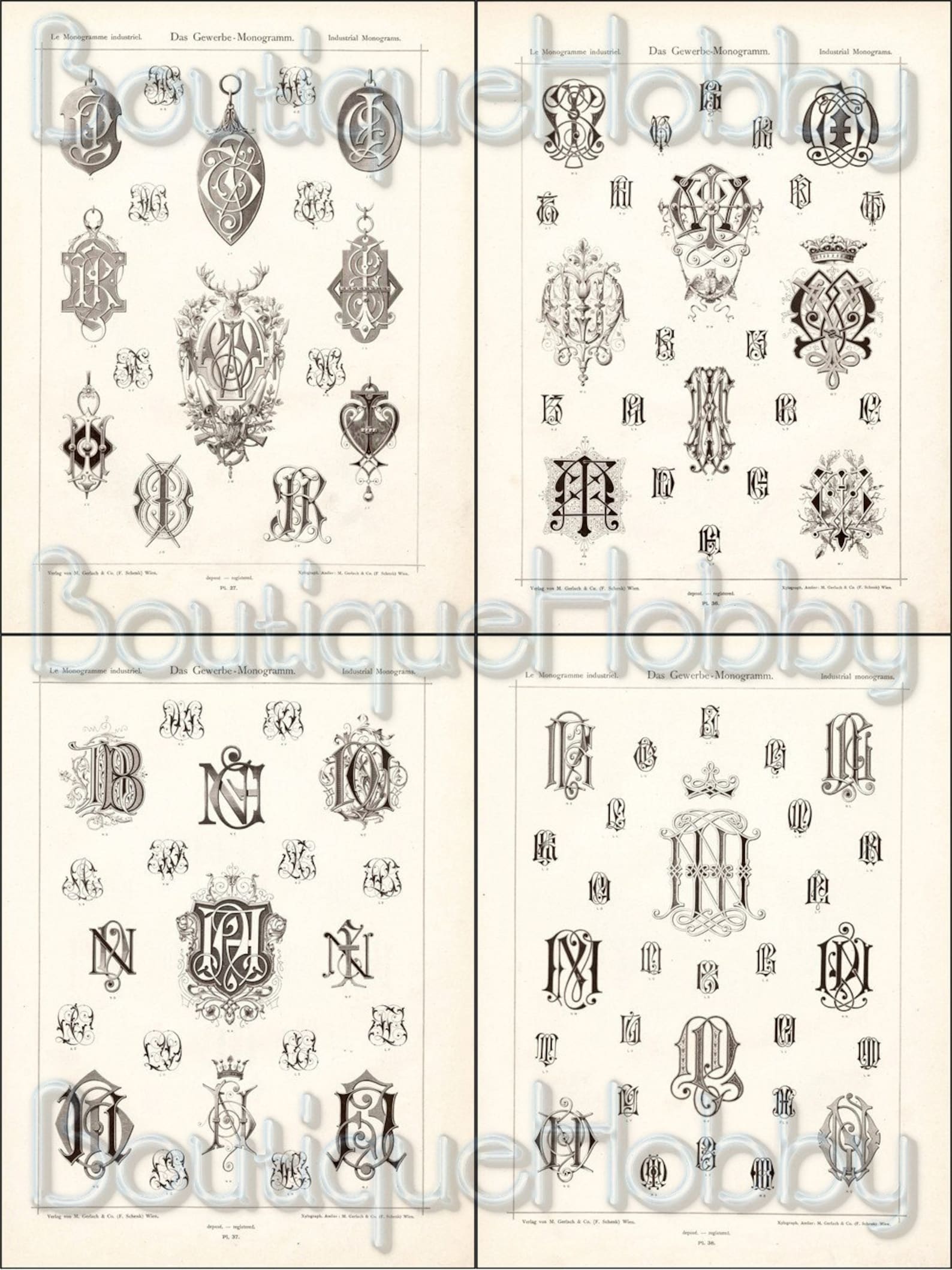 2000 Victorian Monograms,monogram Font,alphabet Illustration Heraldic ...
