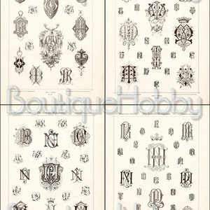 2000 Victorian Monograms,monogram Font,alphabet Illustration Heraldic ...