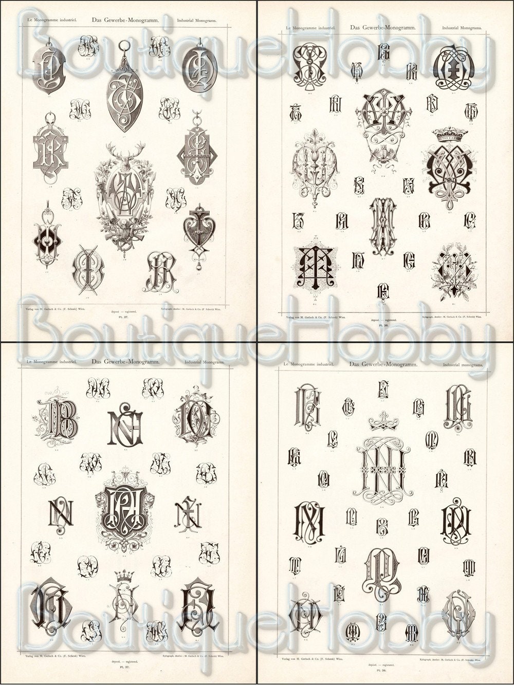 2000 Victorian Monogramsmonogram Fontalphabet Illustration - Etsy