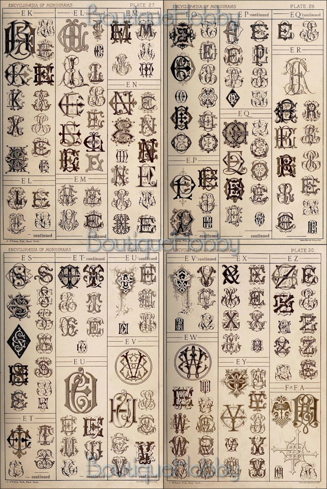 Monograms Vintage Booksembroidery Fontold Books ENCYCLOPEDIA | Etsy