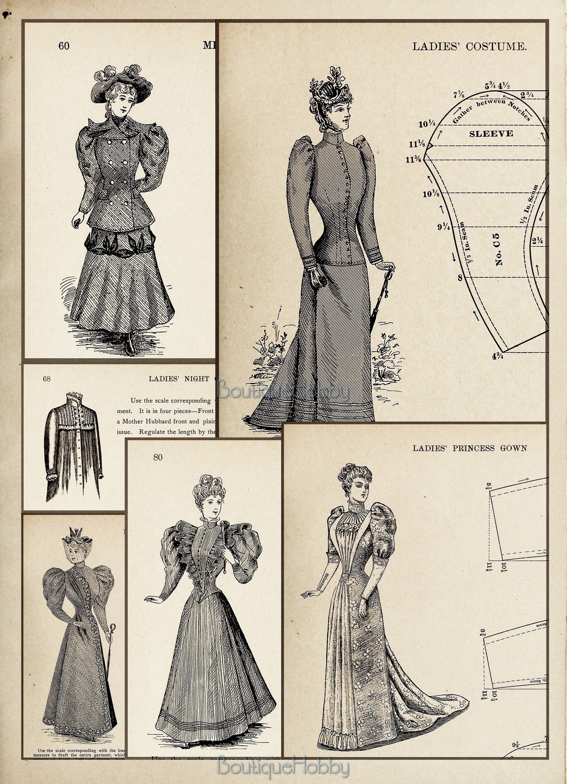 Victorian Historical Pattern Dresscostume Patternsantique - Etsy