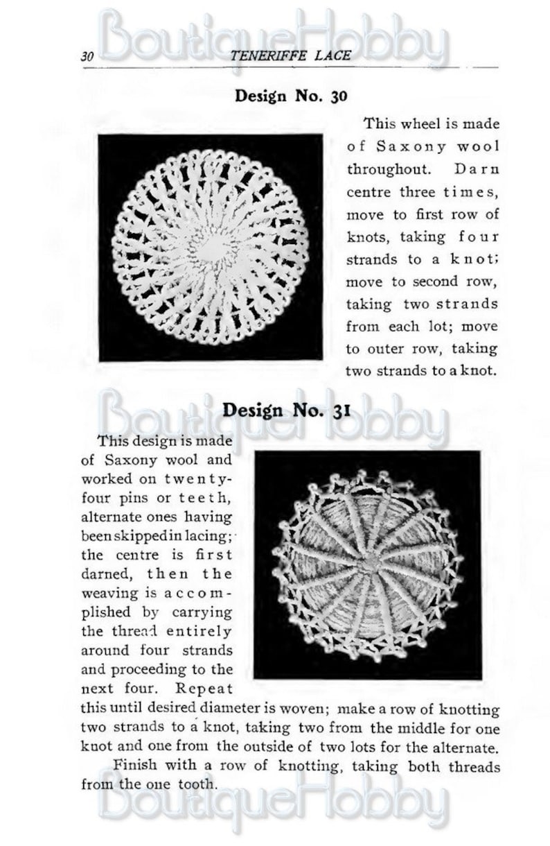 Vintage Needlework Patterns Book45 Hand Made Teneriffe Lace - Etsy