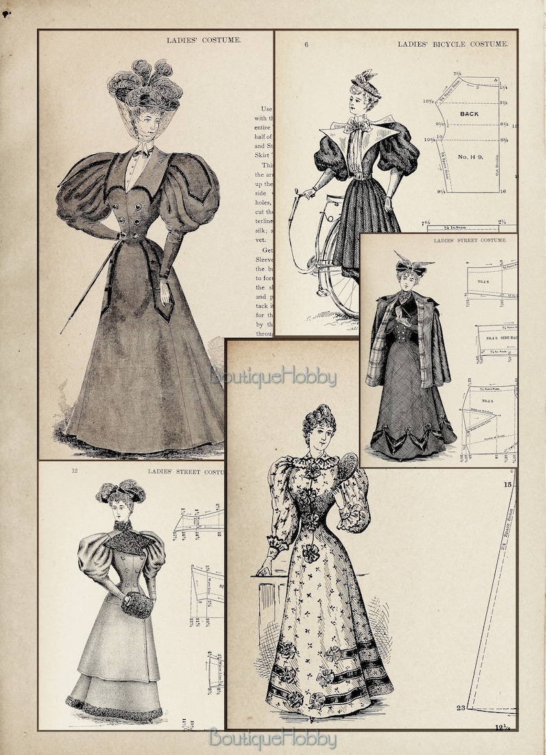 Victorian Historical Pattern Dress,costume Patterns,antique Rare Book ...