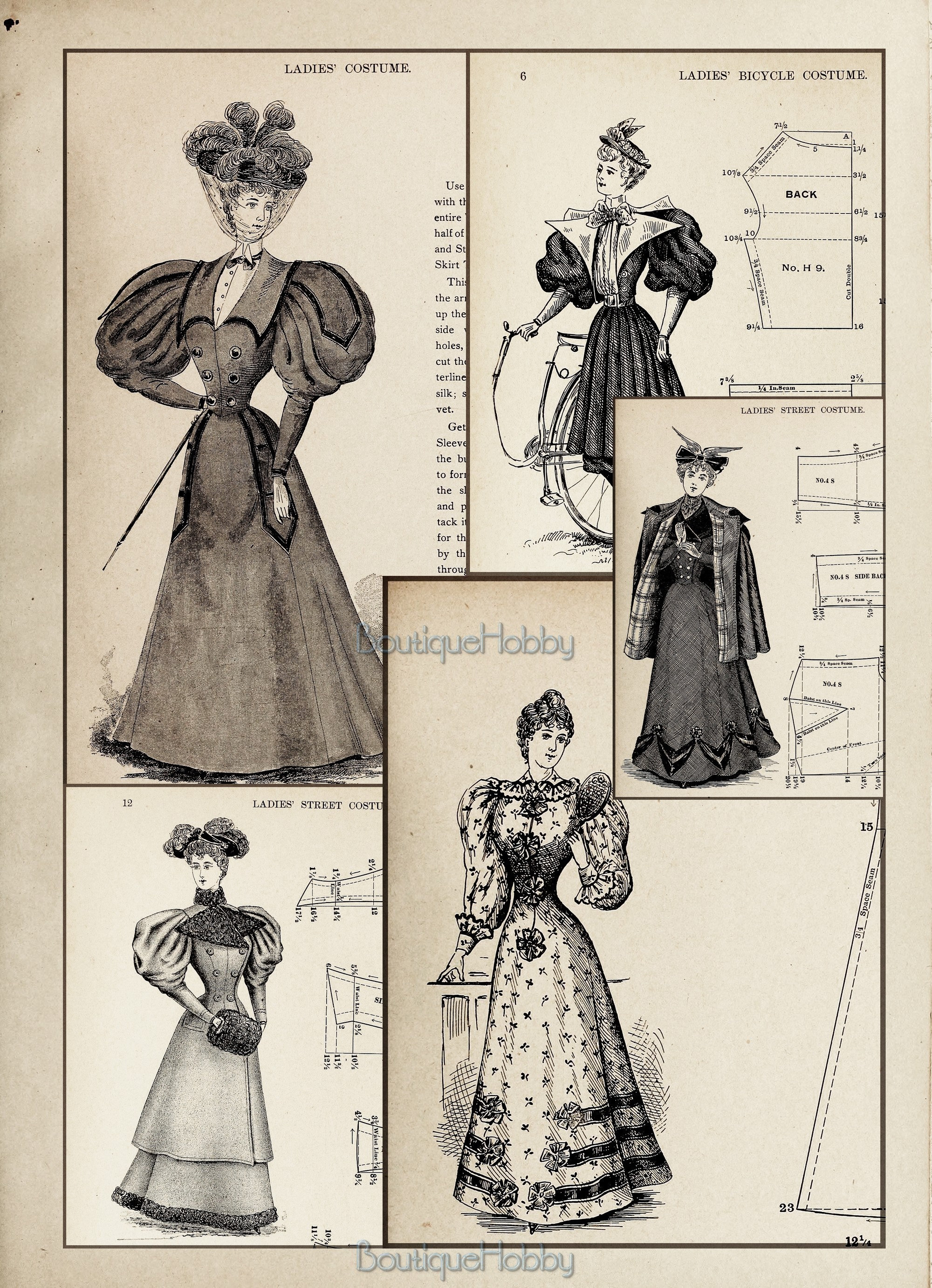 Victorian Historical Pattern Dresscostume Patternsantique - Etsy
