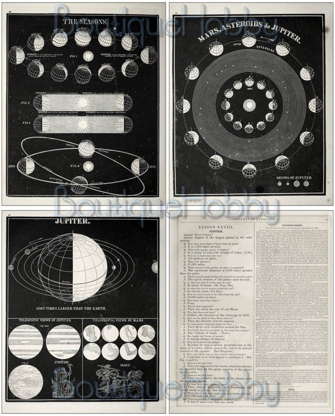 Vintage Illustrated Astronomy Textbook,32 Digital Celestial ...