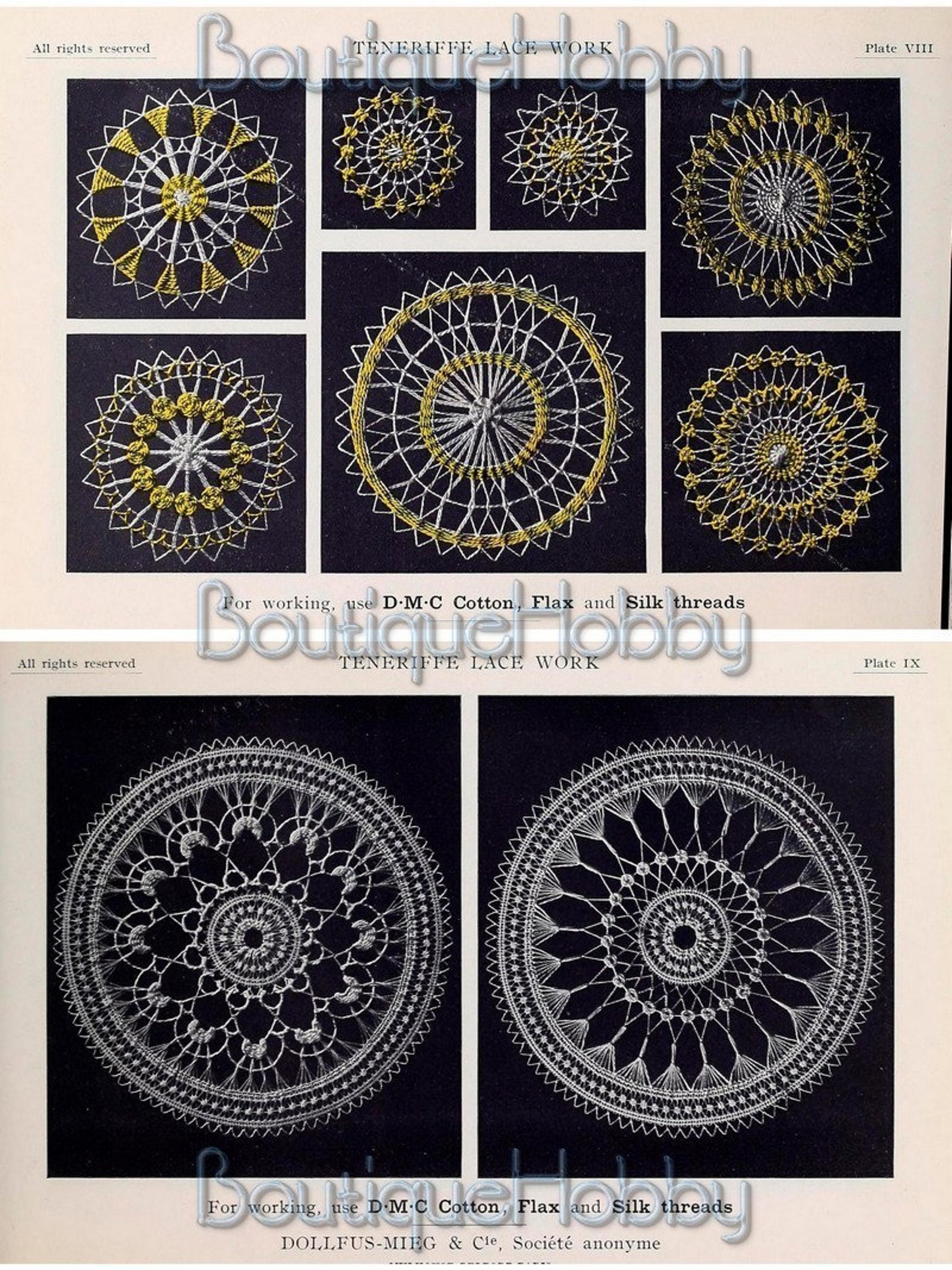 Vintage Tutorial Needlework,lace Making Patterns Books,teneriffe Lace ...