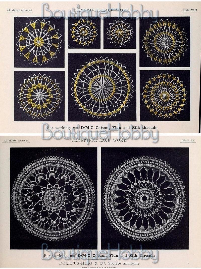Vintage Tutorial Needlework,lace Making Patterns Books,teneriffe Lace ...