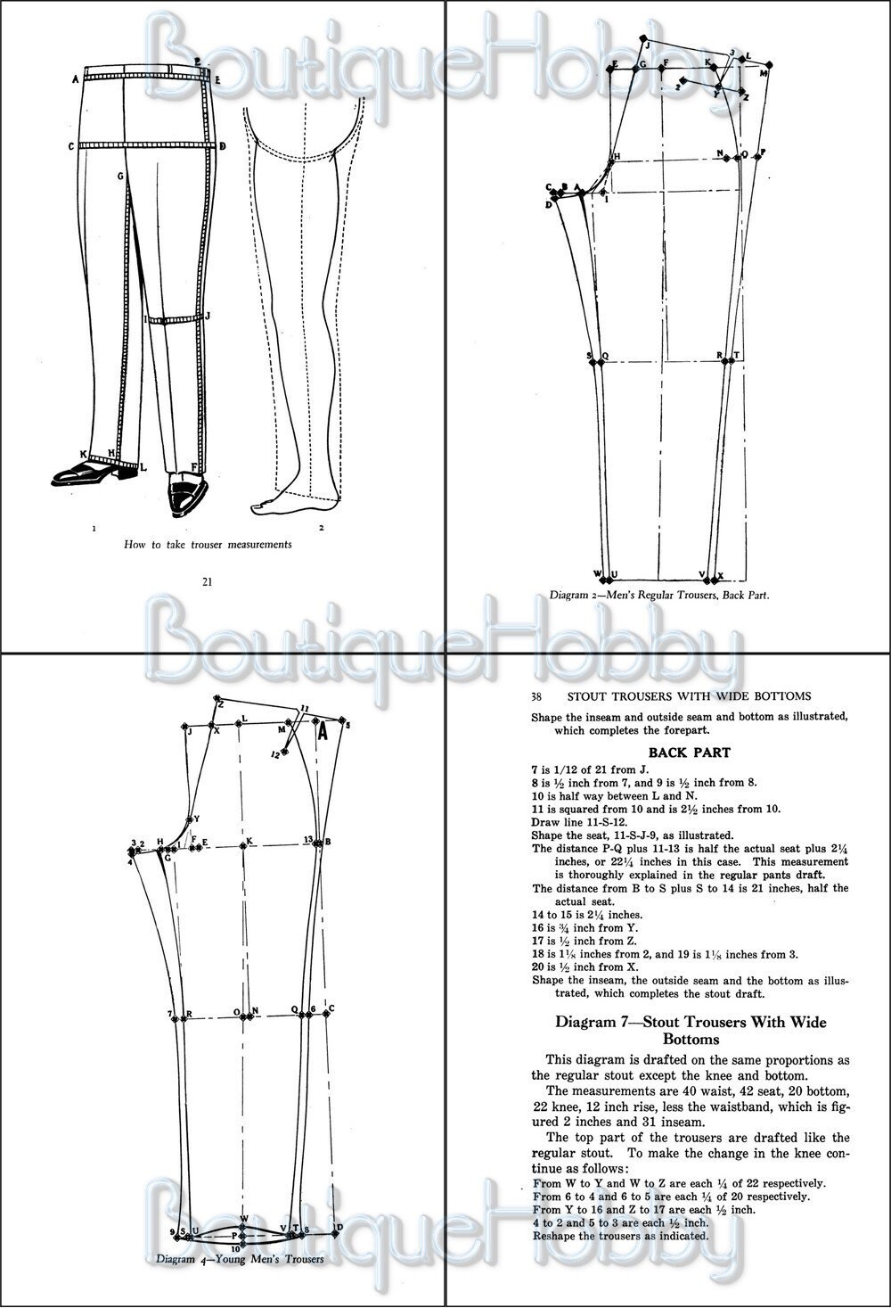Vintage Pattern Drafting Trousers,mens Sewing Patterns,printable Book ...
