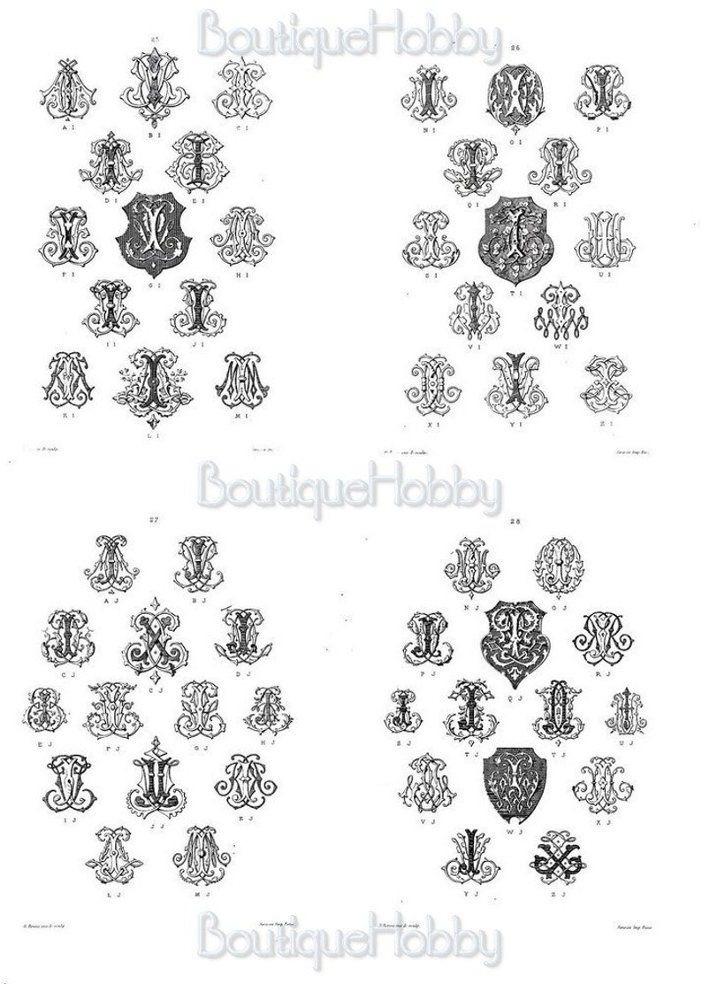 Victorian Monogram Font Louis Xivvintage Letteringalphabet - Etsy