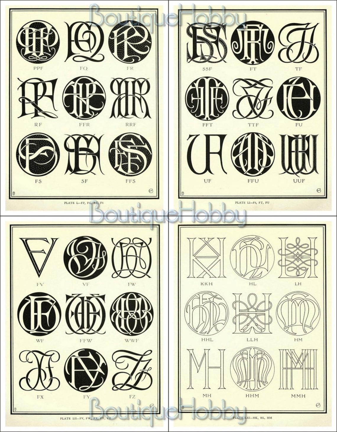 Vintage Monogram Alphabet Fontsvictorian Art Instant Download - Etsy