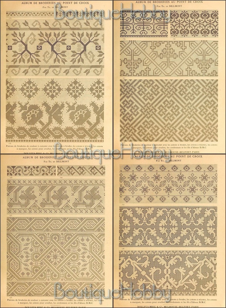 Retro Cross Stitch Pattern Book,hand Embroidery Album De Broderies Au ...