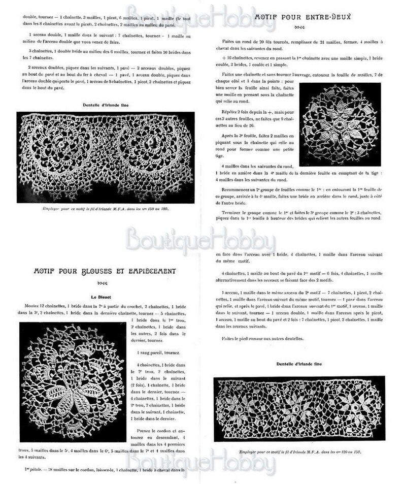 Vintage French Irish Crochet Laceantique Pattern Bookhand - Etsy