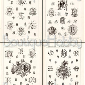 2000 Victorian Monograms,monogram Font,alphabet Illustration Heraldic ...