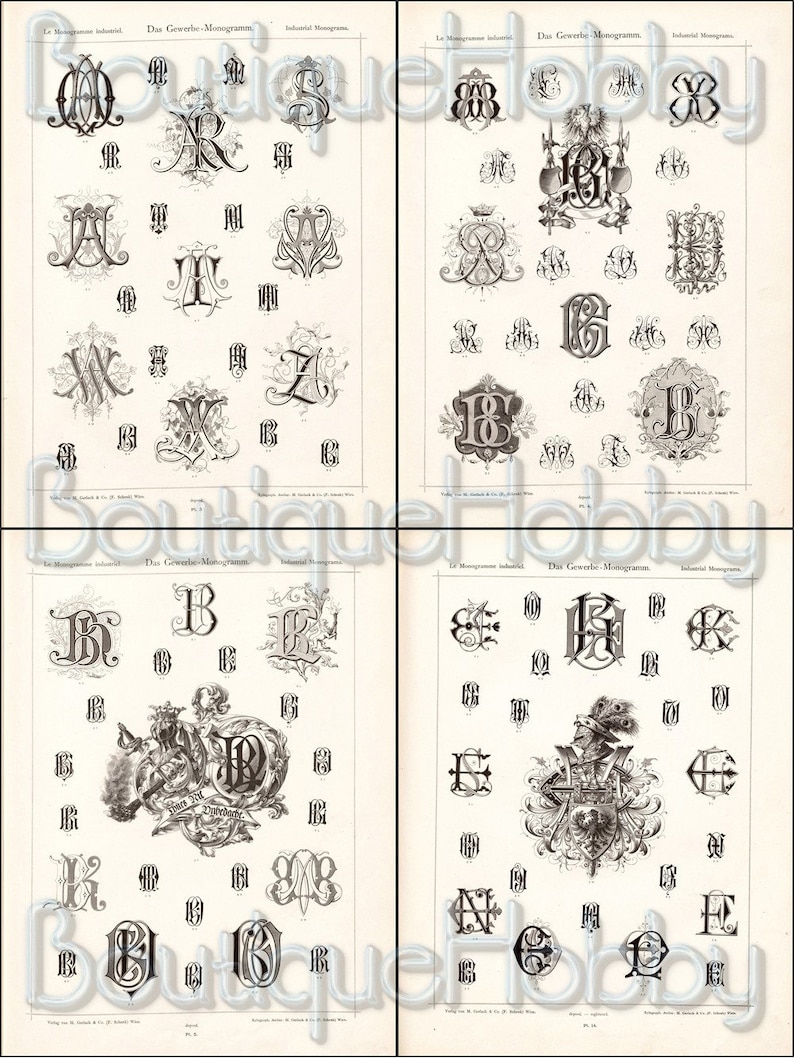 2000 Victorian Monogramsmonogram Fontalphabet Illustration - Etsy