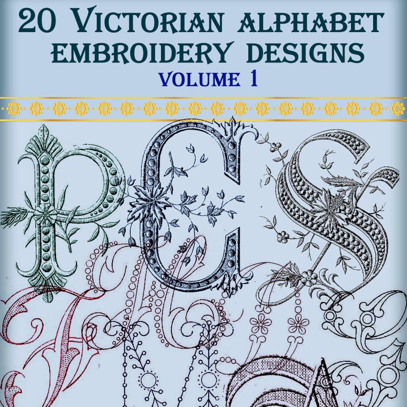 Victorian Alphabet Embroidery Designs: 20 Letter Fonts (PDF Pattern) - Etsy