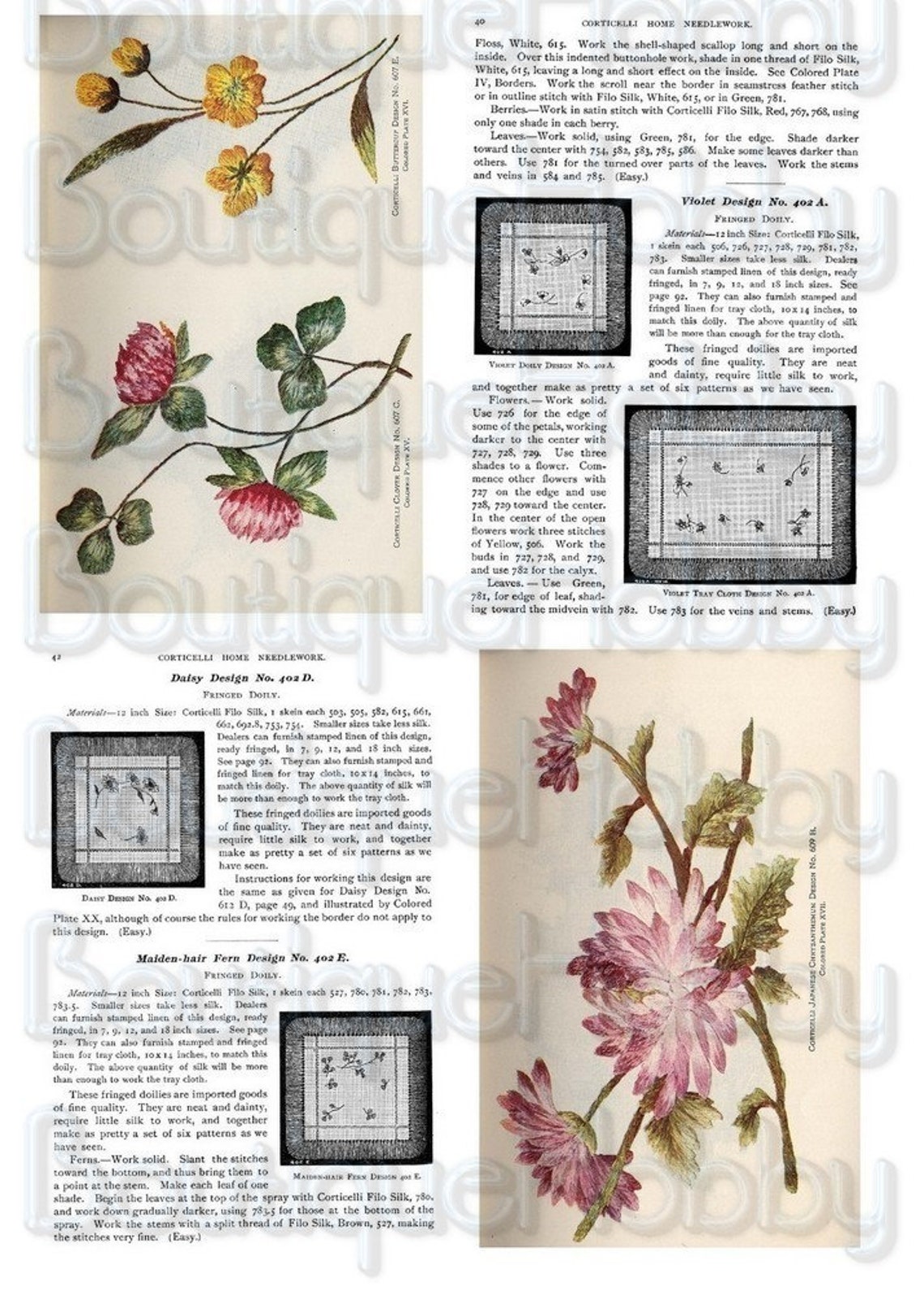 Victorian Hand Embroidery Designs Patterns Bookvintage - Etsy