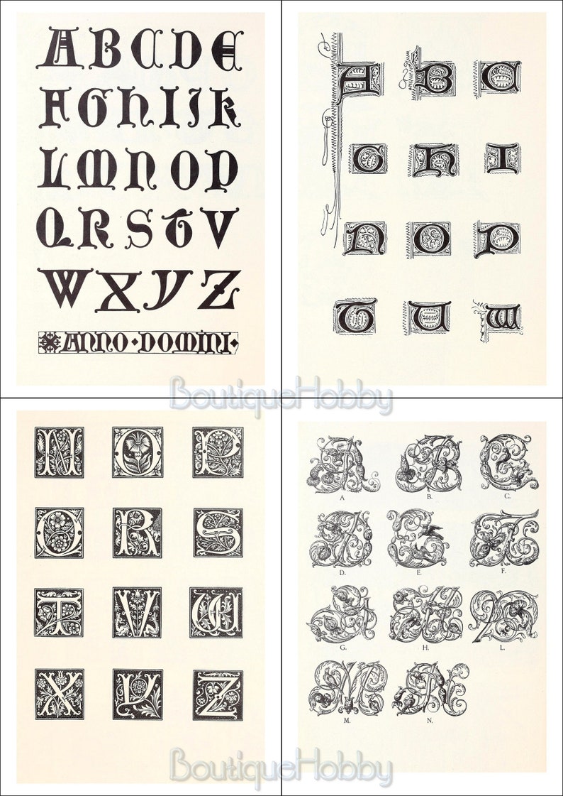 Vintage Decorative Alphabet Styles,lettering Design - Etsy