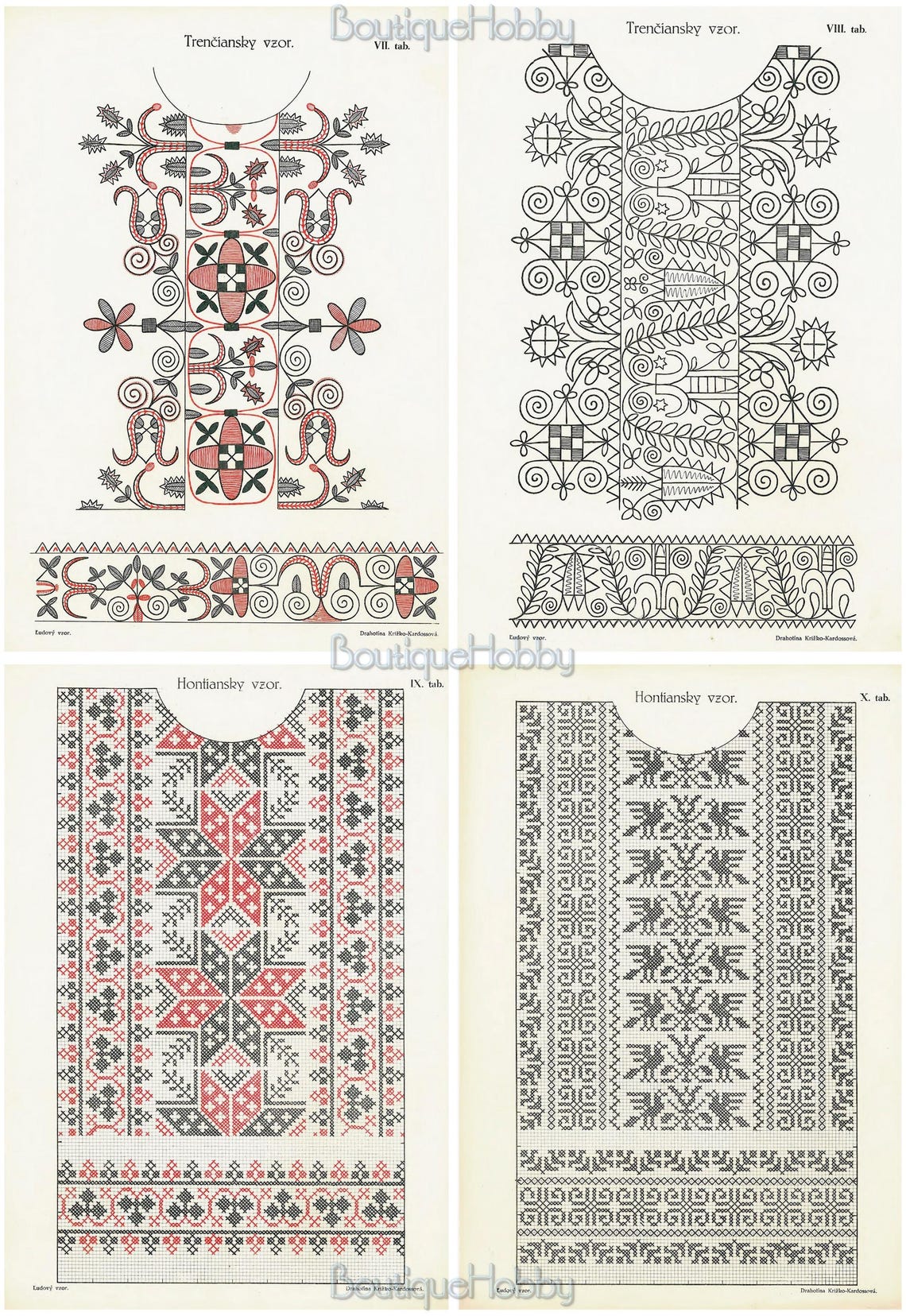 Slovakian Embroidery 10 Folk Patterns on Shirts, Vintage Needlework ...