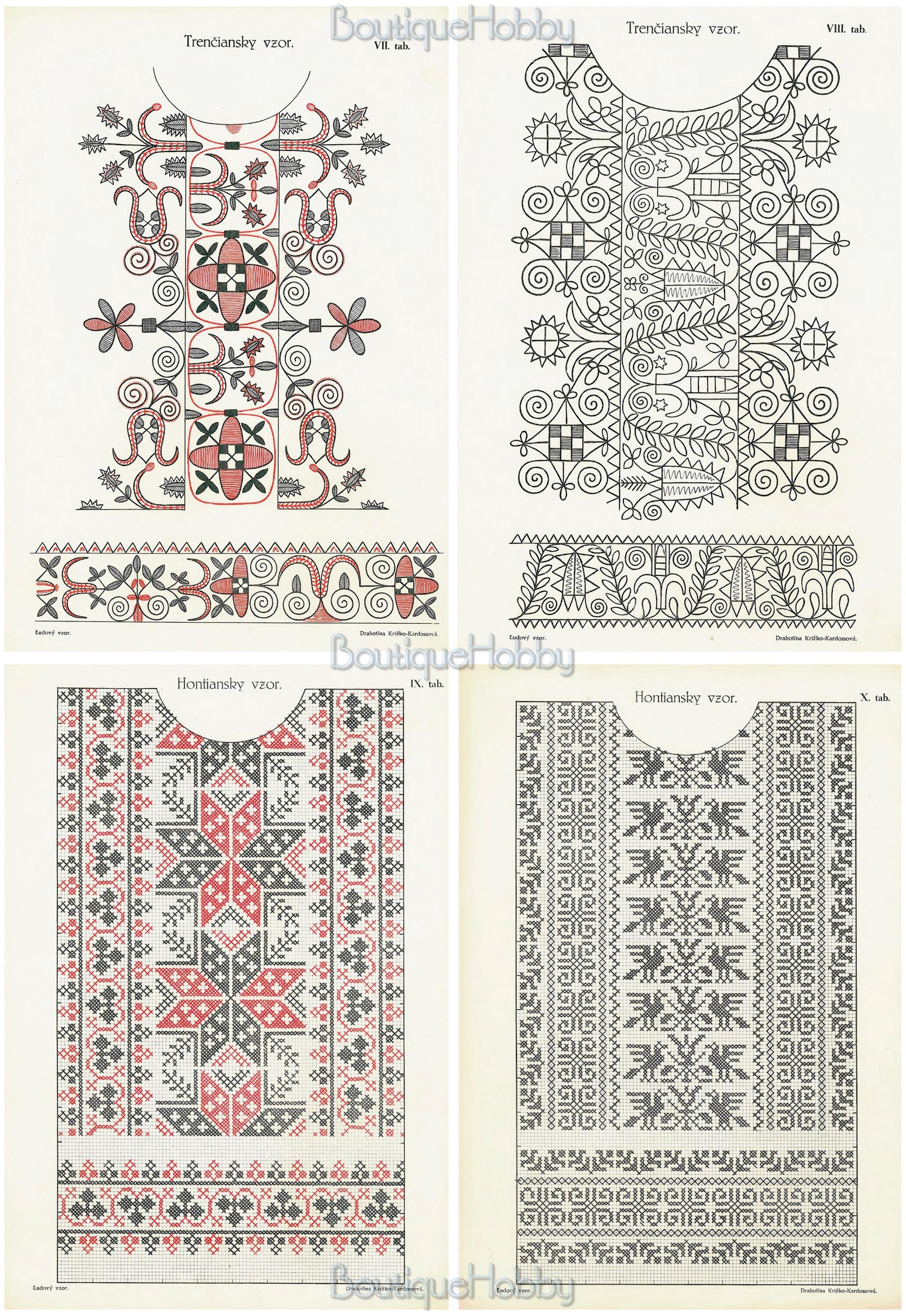 Slovakian Embroidery 10 Folk Patterns on Shirts, Vintage Needlework ...