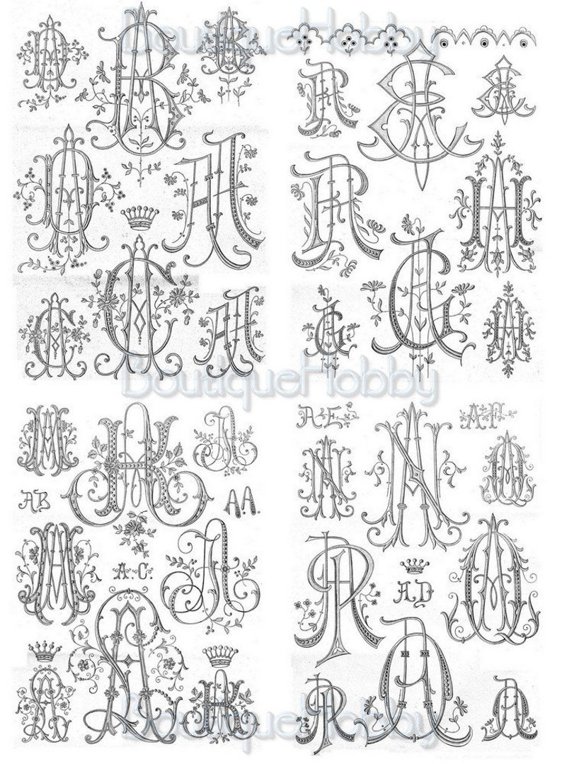 1000 Victorian Vintage Monogram Fonts Hand Embroidery Designs - Etsy