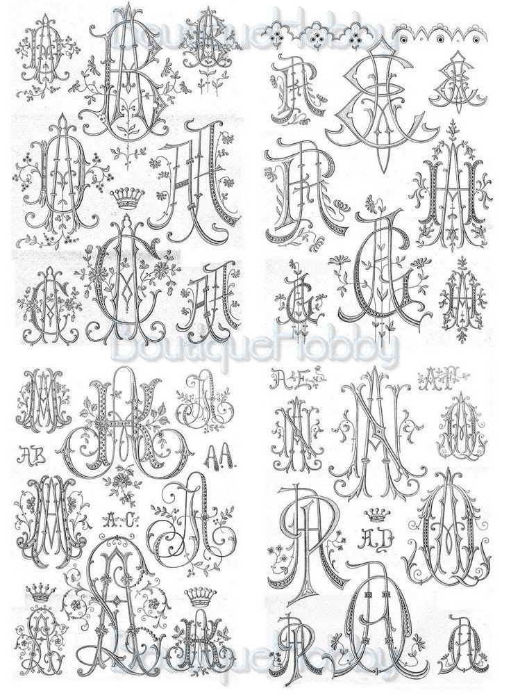 1000 Victorian Vintage Monogram Fonts Hand Embroidery Designs - Etsy Canada