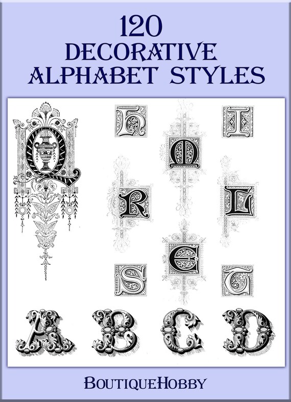Vintage Decorative Alphabet Styleslettering Design - Etsy