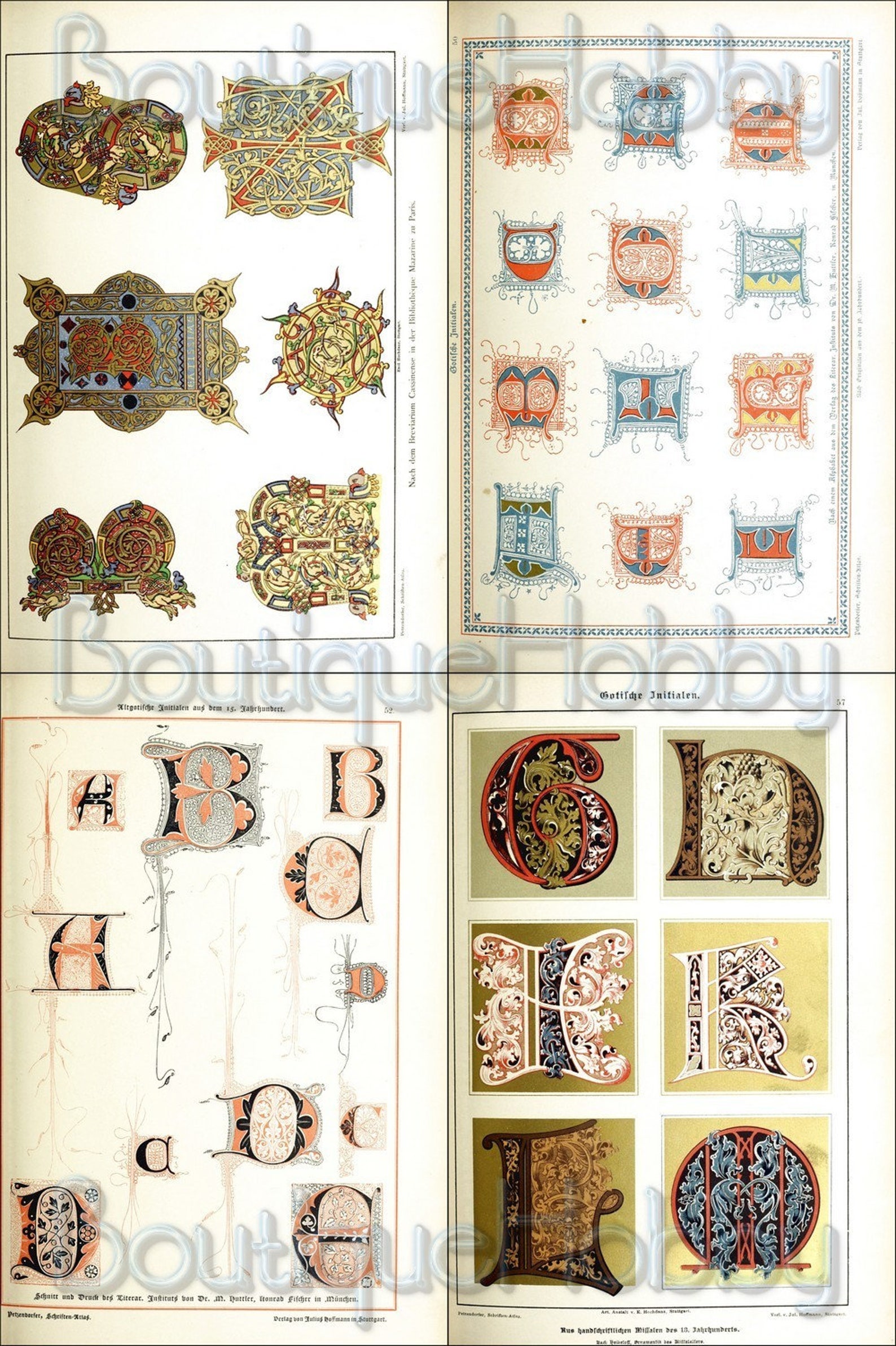 Vintage German Monogram Fontsalphabetinitials Instant - Etsy