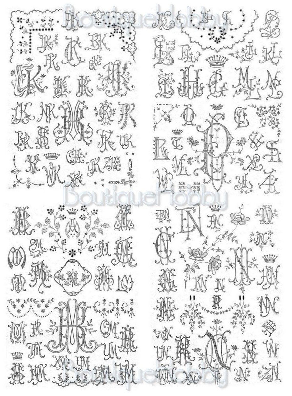 1000 Victorian Vintage Monogram Fonts Hand Embroidery Designs - Etsy Canada