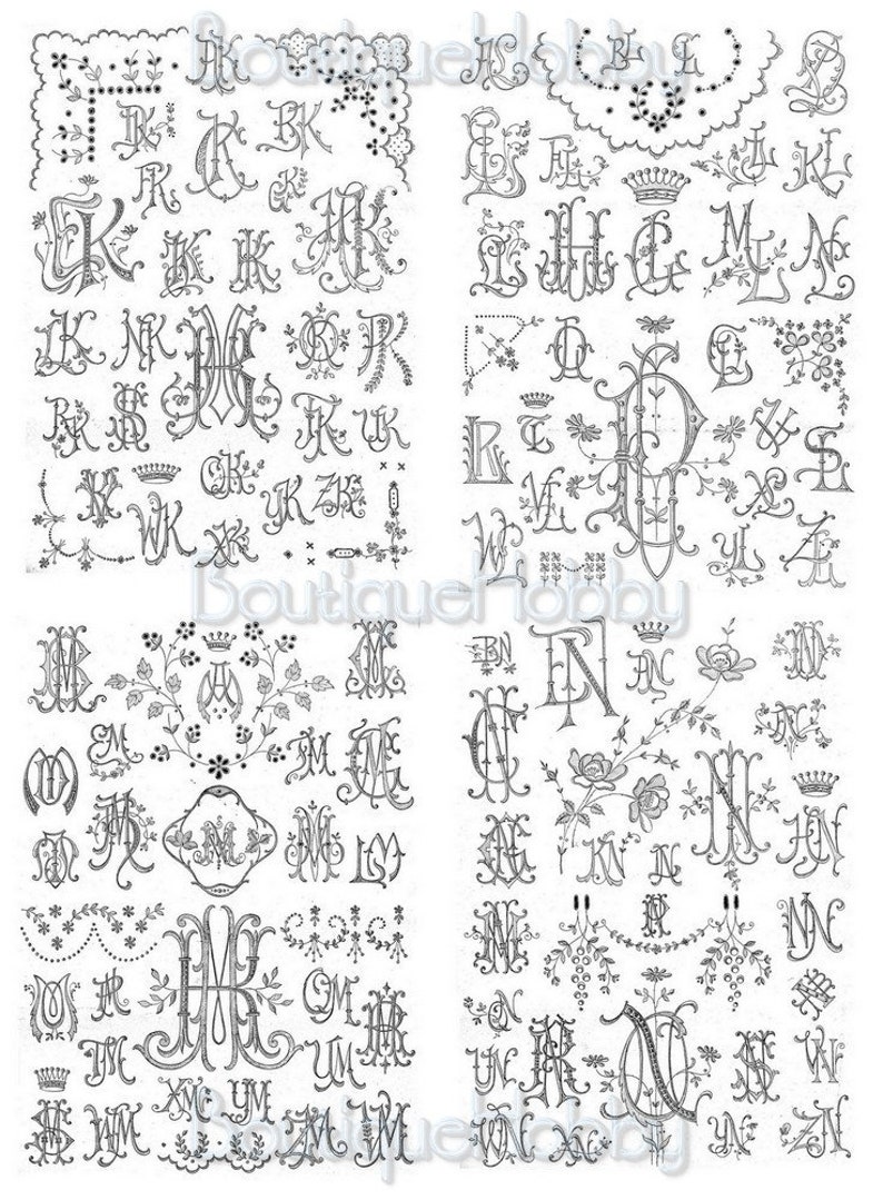1000 Victorian Vintage Monogram Fonts Hand Embroidery Designs - Etsy