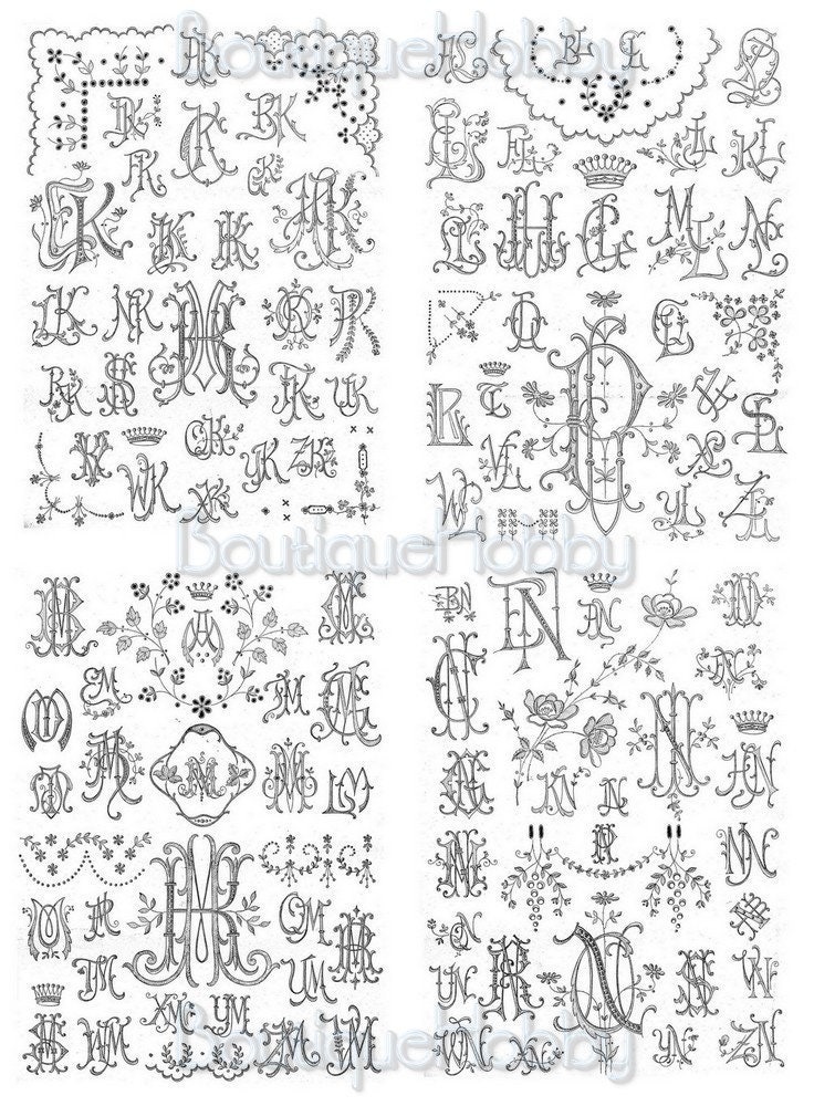 1000 Victorian Vintage Monogram fonts hand embroidery designs - Etsy España