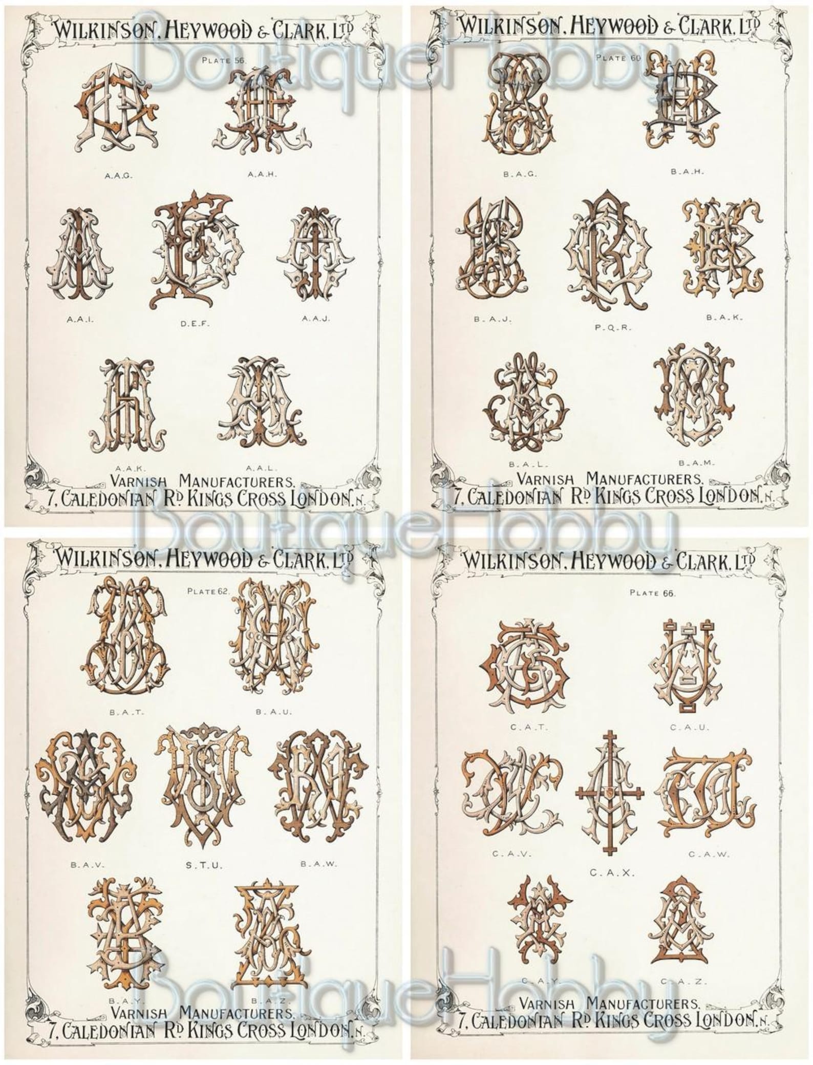 Vintage Monograms,lettering,alphabet,heraldic Designs PDF Instant ...