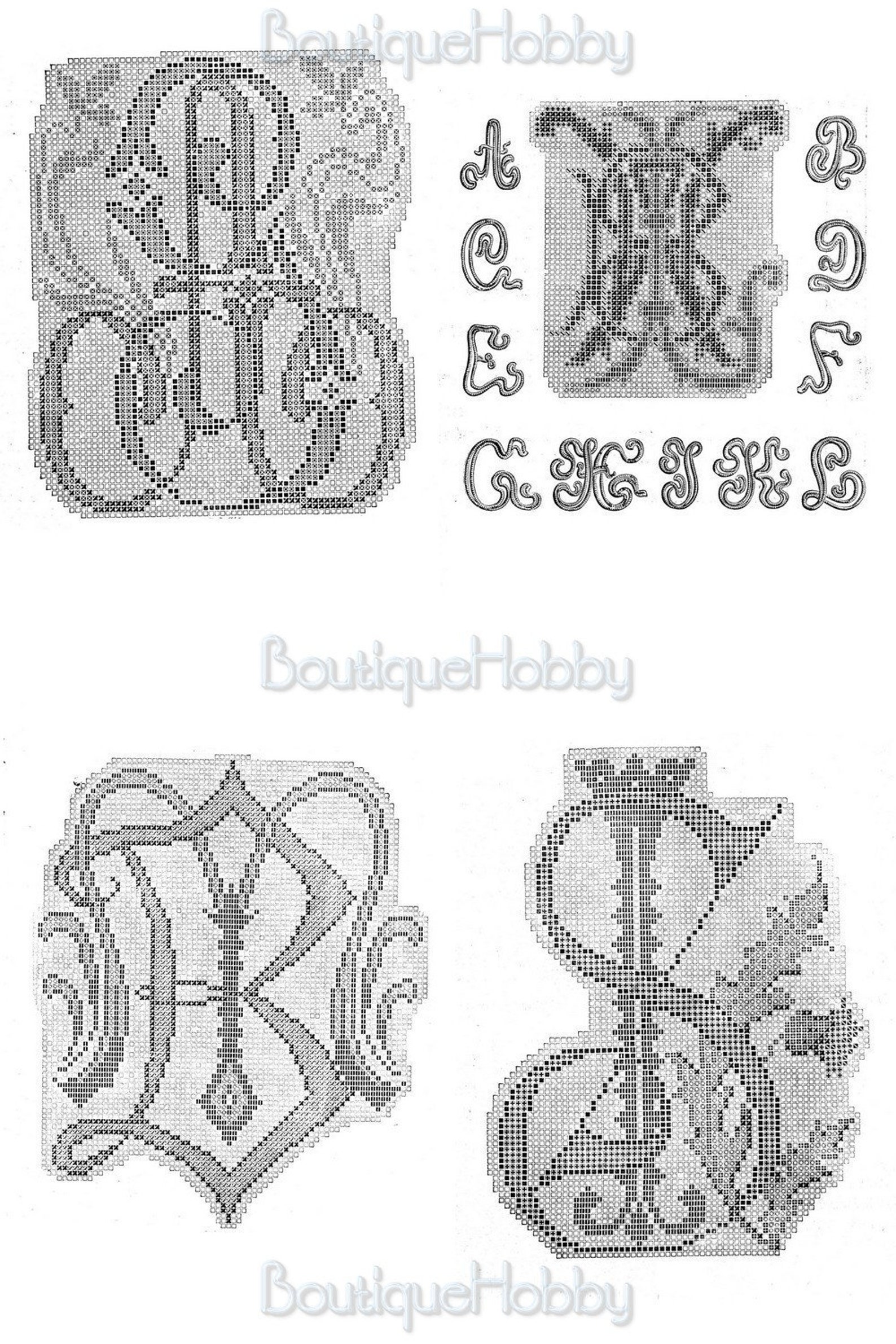 Monograms Cross Stitch Patterns Book,antique Books,monogram Font ...