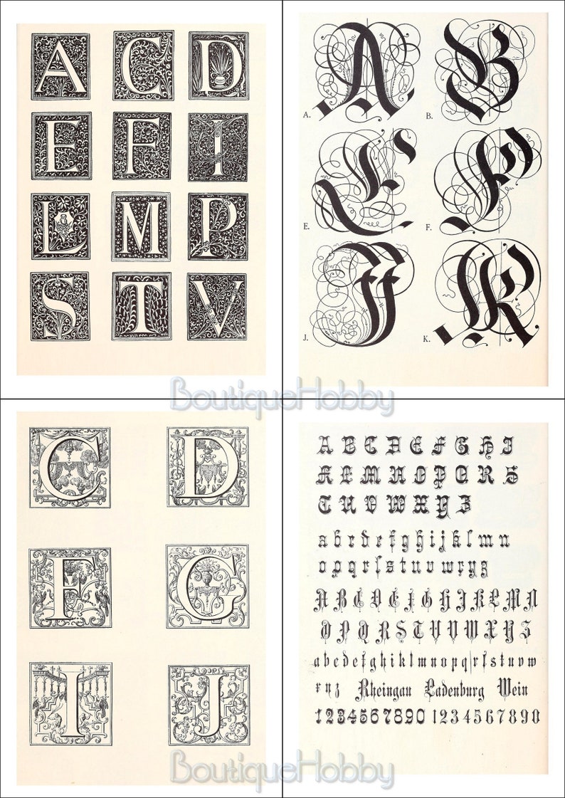 Vintage Decorative Alphabet Styleslettering Design - Etsy
