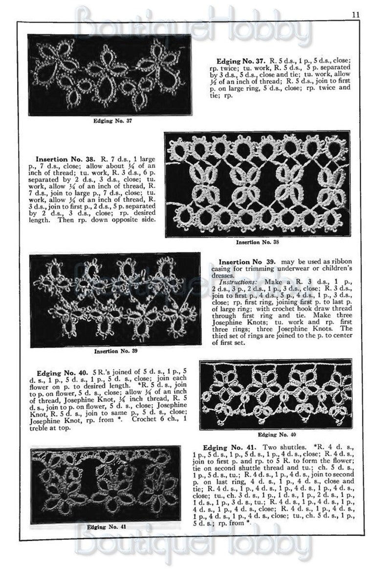 Hand Made Tatting Lace Patternvintage Patternslessons in - Etsy