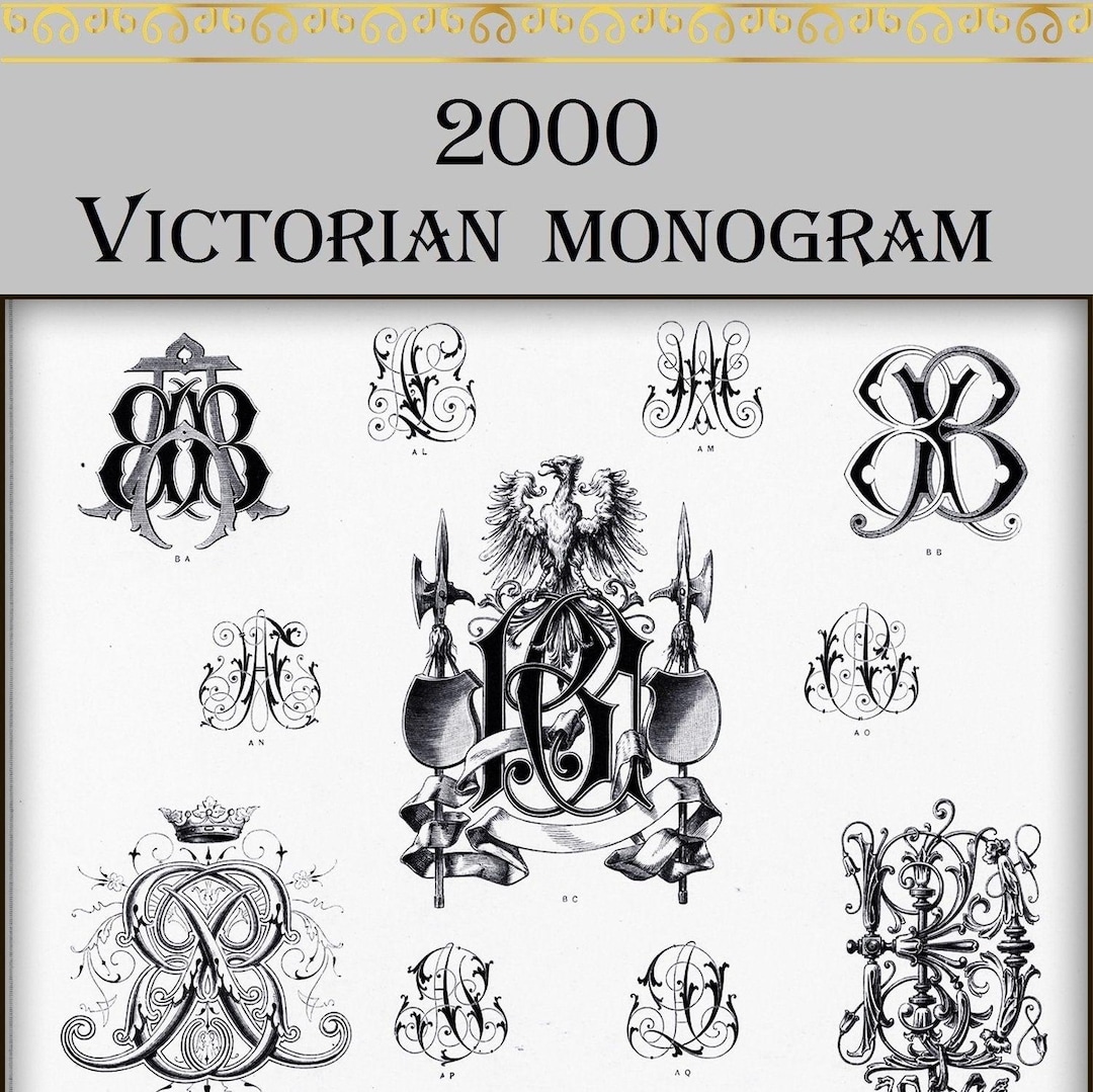 2000 Victorian Monograms,monogram Font,alphabet Illustration Heraldic ...