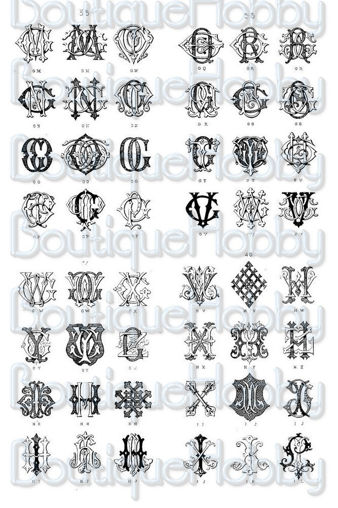 Vintage Monograms,initials,alphabet PDF Instant Download - Etsy
