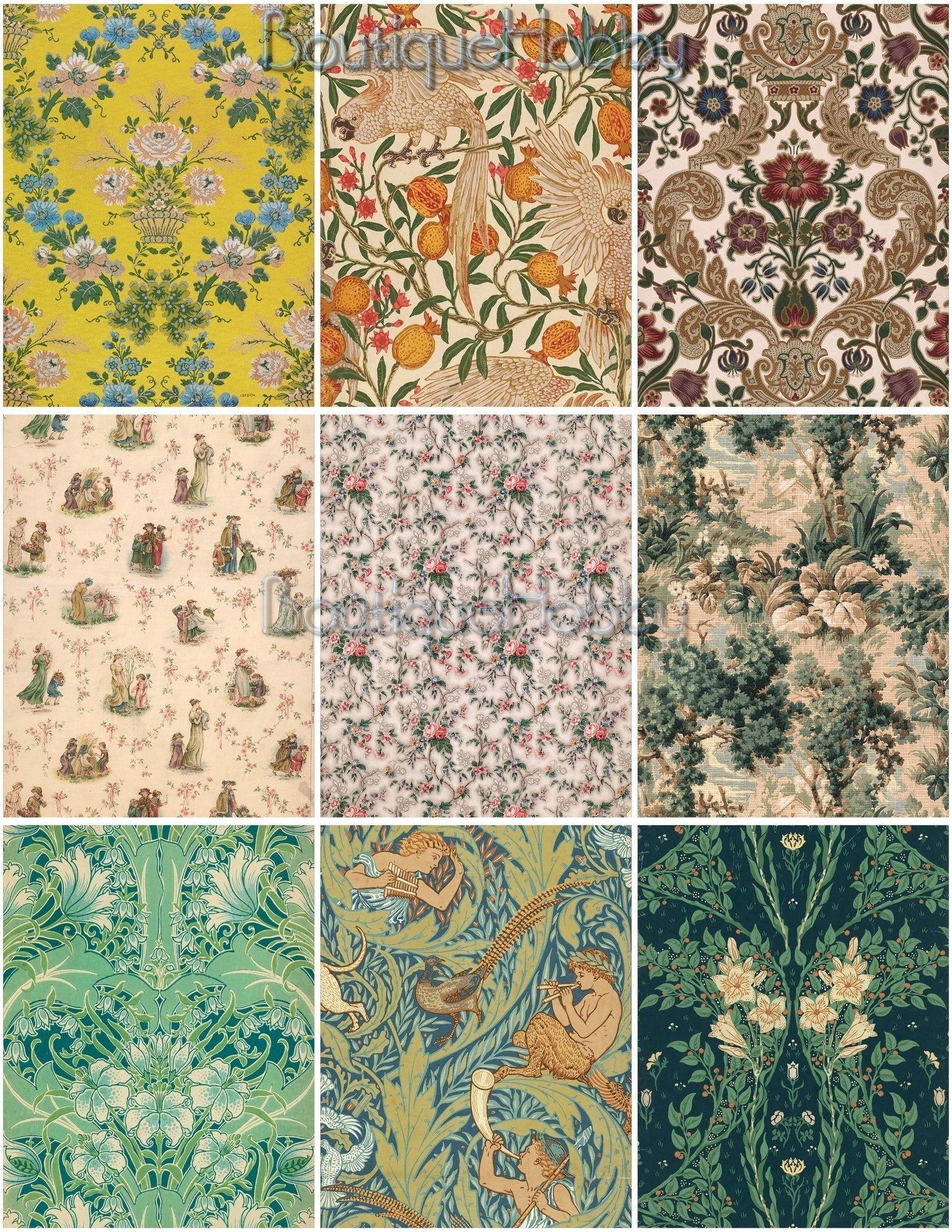 Vintage Digital Wallpaper Printable Paper, Background Set-1, 8.5"x 11 ...