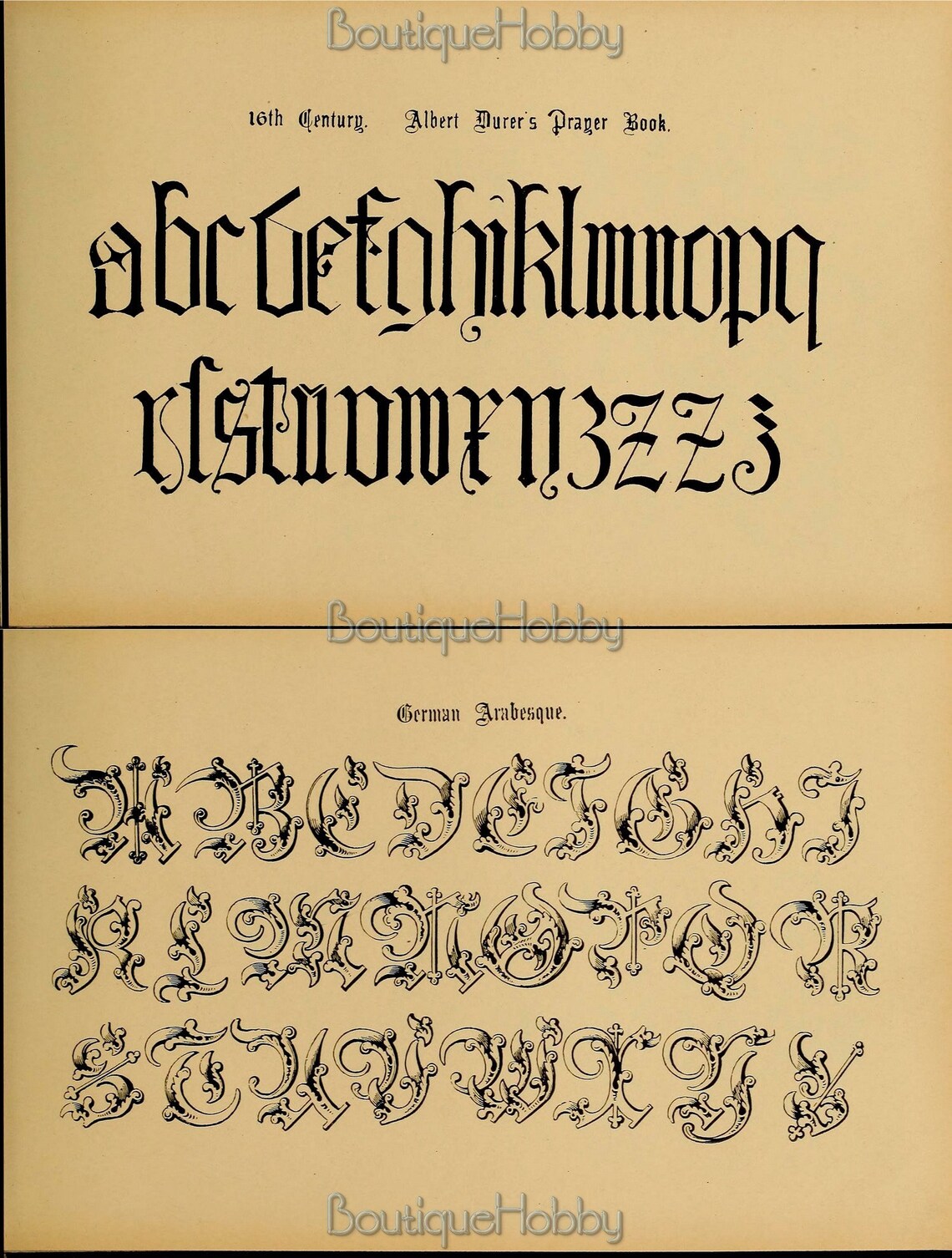 Alphabet Vintage Bookprintable Lettersplain and Ornamental | Etsy