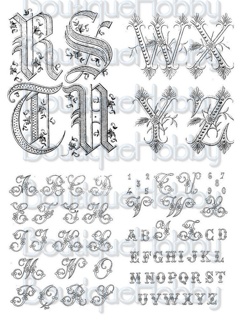 Vintage embroidery alphabetlogo designsprintable lettering | Etsy