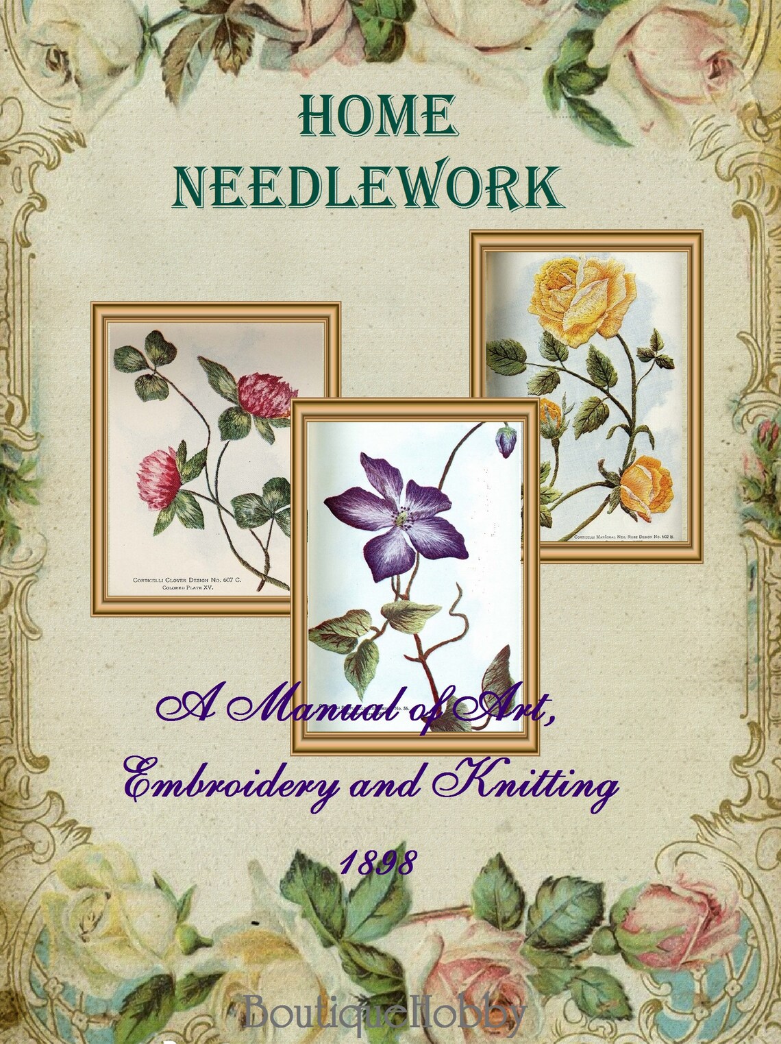 Victorian Hand Embroidery Designs Patterns Bookvintage | Etsy