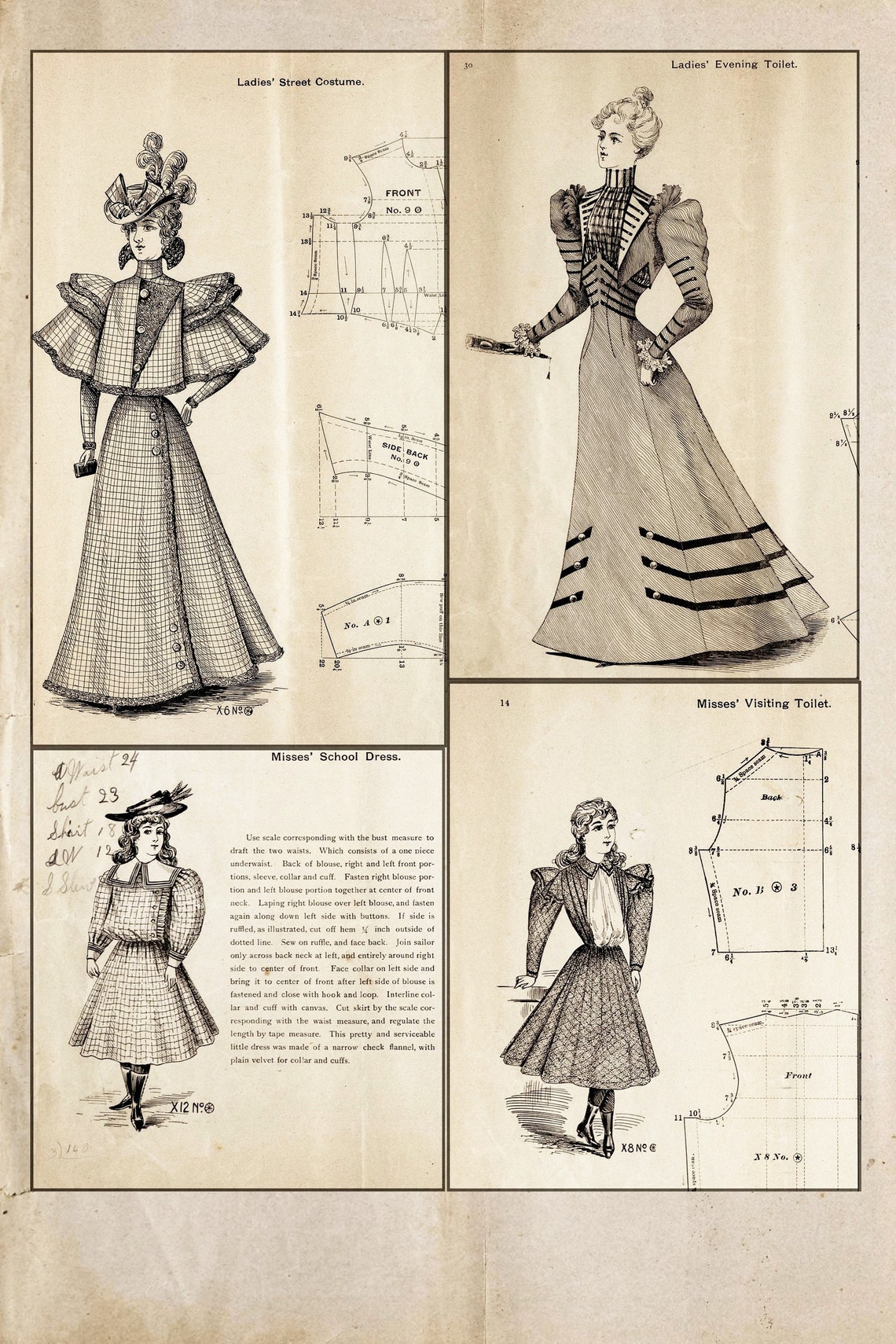 Victorian Book Vintage Sewing Patterns 17 Dresses the | Etsy