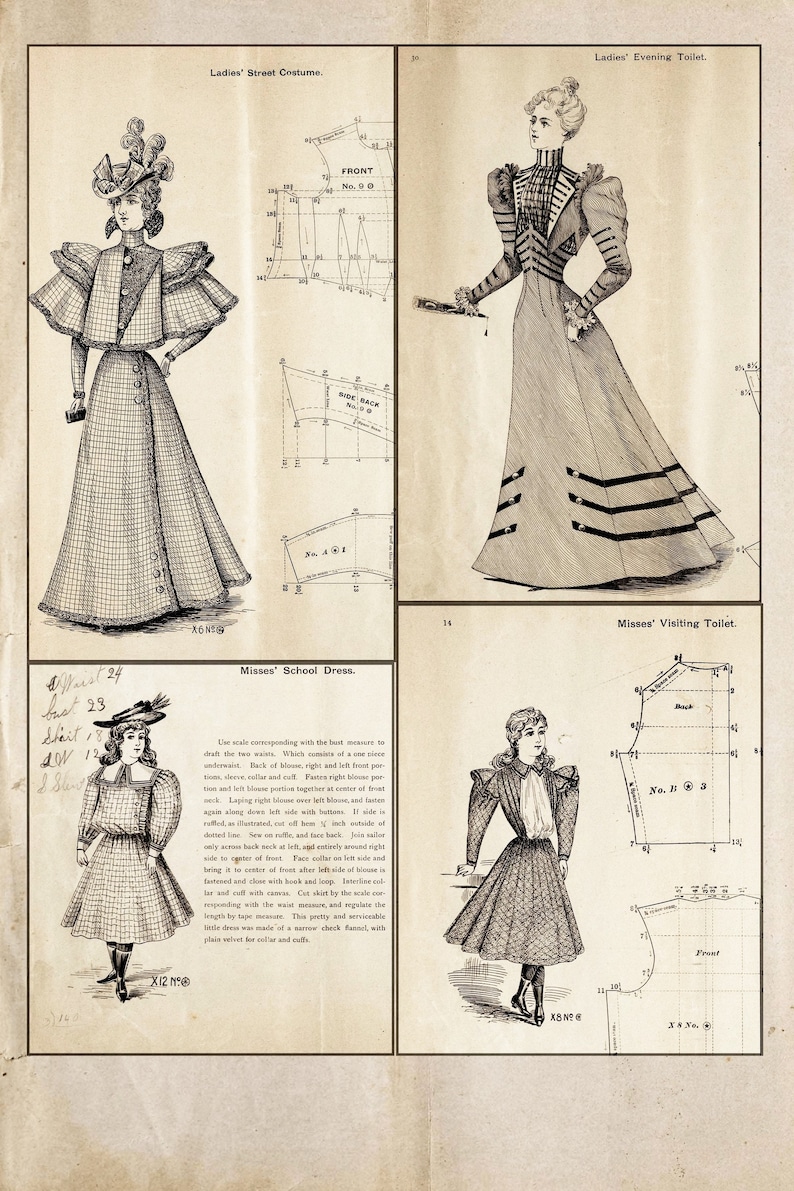 Victorian Book Vintage Sewing Patterns 17 Dresses the | Etsy