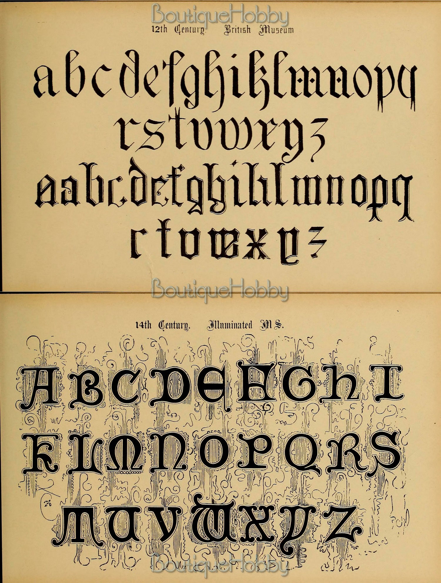 Alphabet Vintage Bookprintable Lettersplain and Ornamental | Etsy